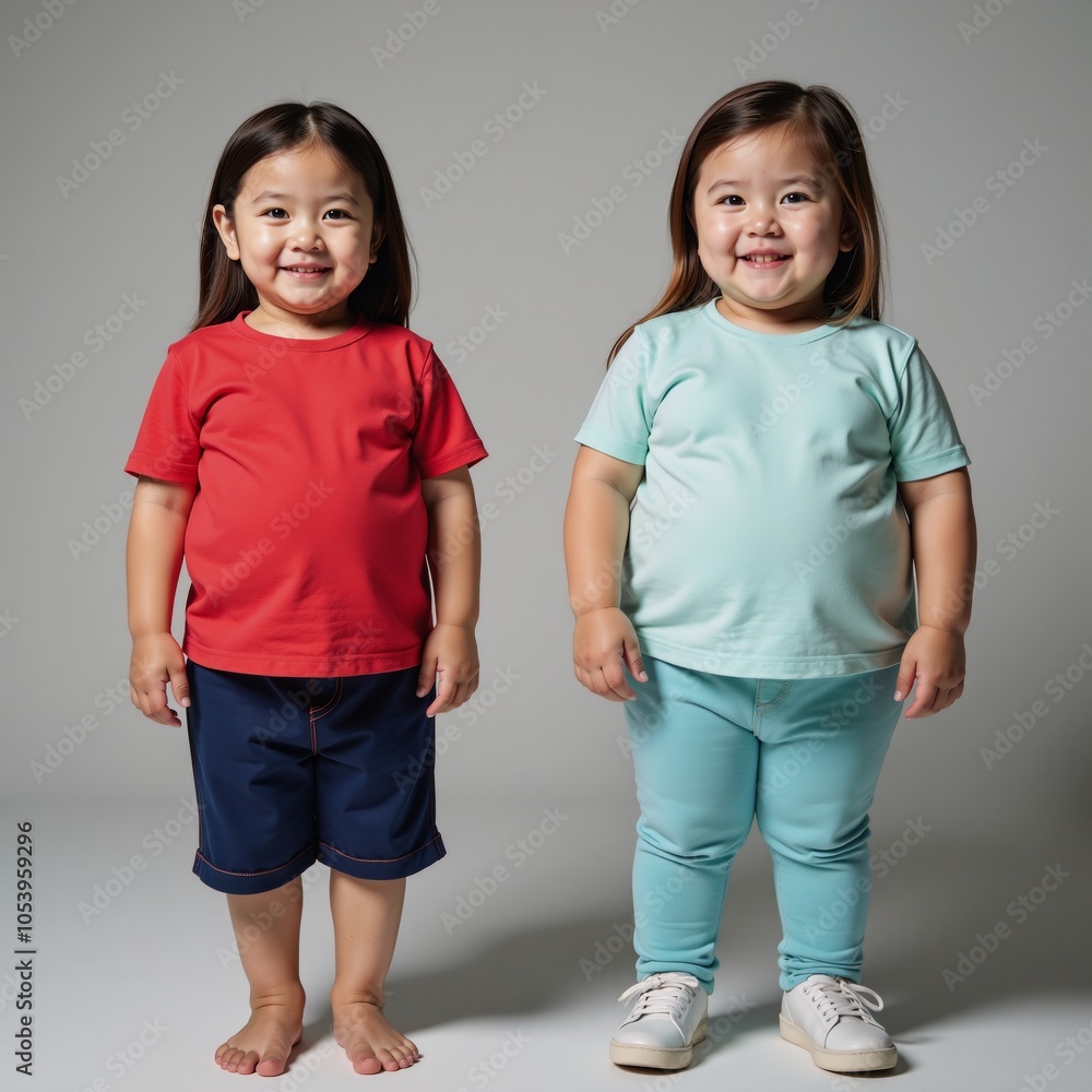 Illustration depicts a side-by-side comparison of a normal-sized child ...