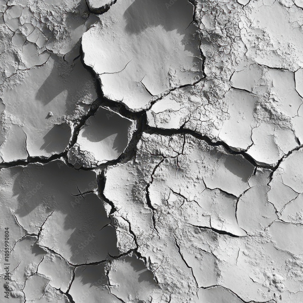 Cracked earth surface revealing patterns of drought and desolation in a ...