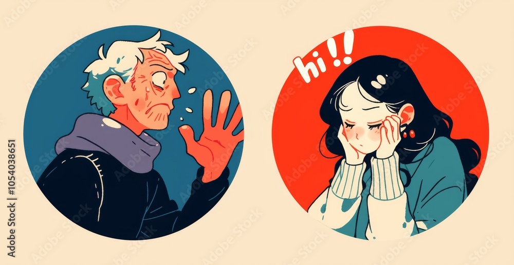 Two sticker designs featuring cartoon characters. either character with ...