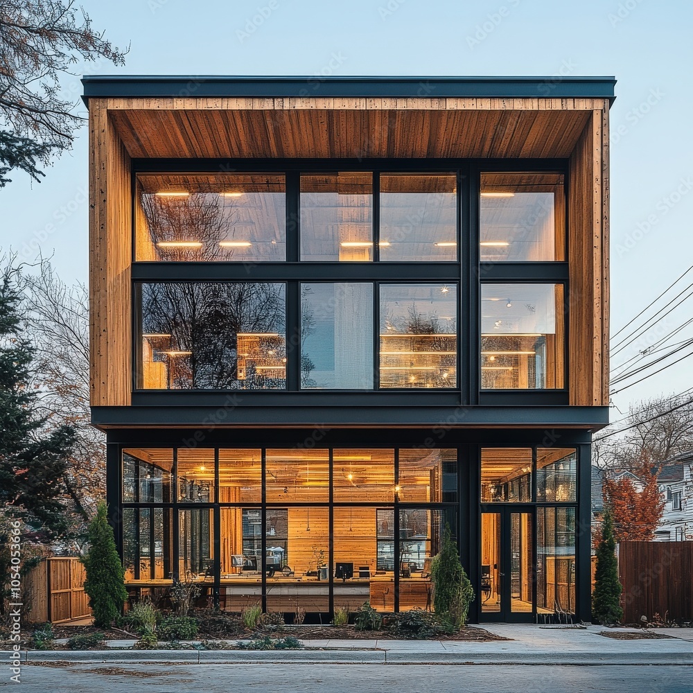 Mass Timber Office Building: A Modern Wood Structure with Glass Facade ...