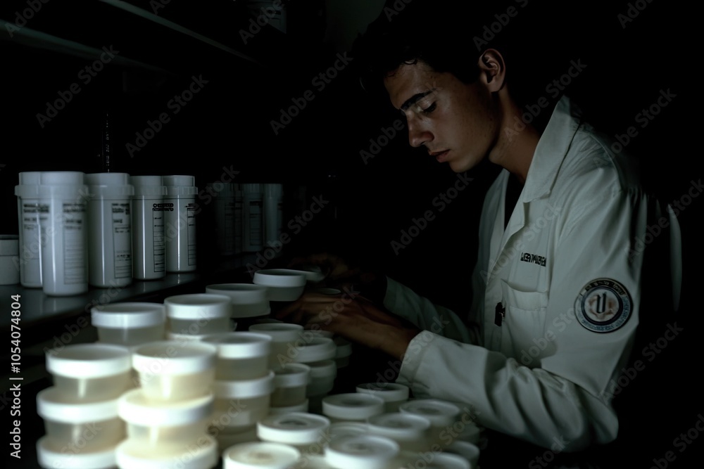 Investigación de Microorganismos Microbiólogos observando cultivos de ...