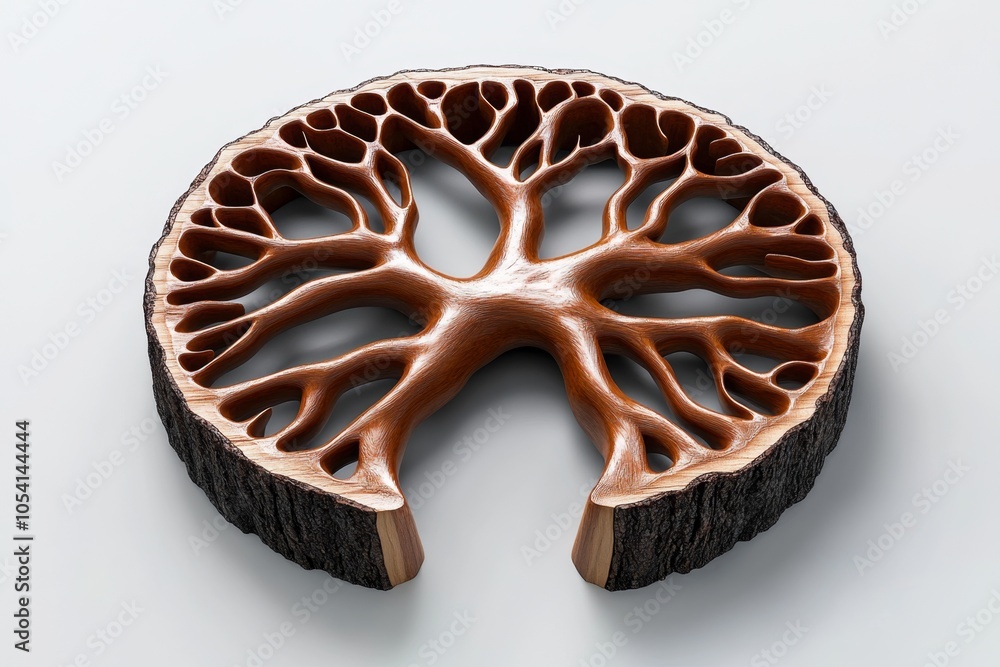 3D rendering of interconnected roots and branches forming a natural ...