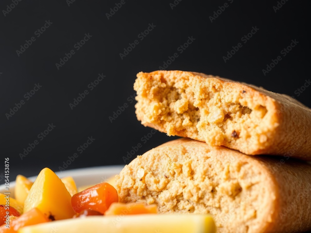 Close-up of a variety of foods with different textures, including ...