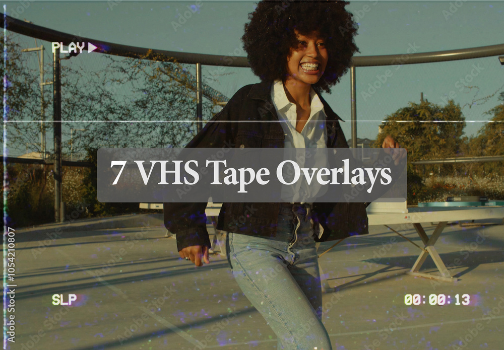 7 VHS Tape Texture CRT Noise Overlays Stock Template | Adobe Stock