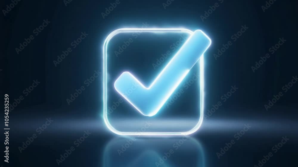 Glowing Checkmark Icon Modern Digital Symbol of Approval and Success ...