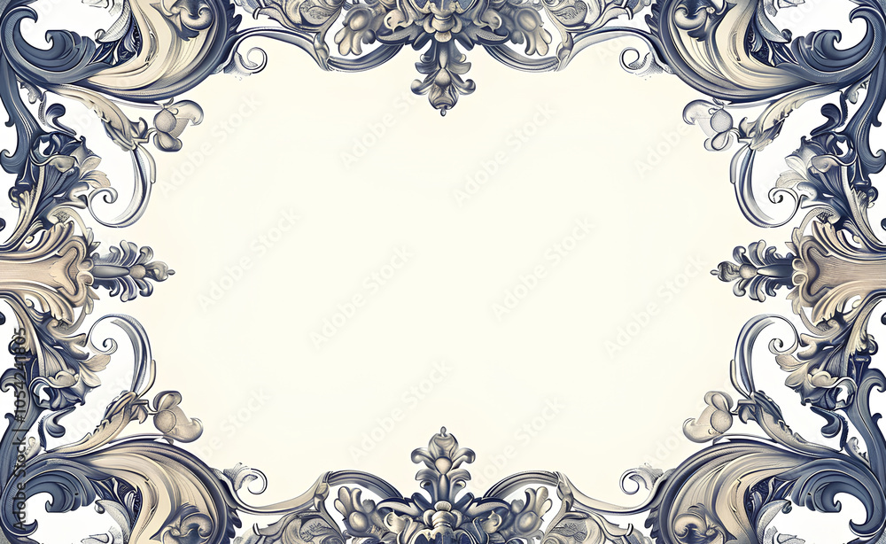 simple rectangular decorative frame with an ornate border, white ...