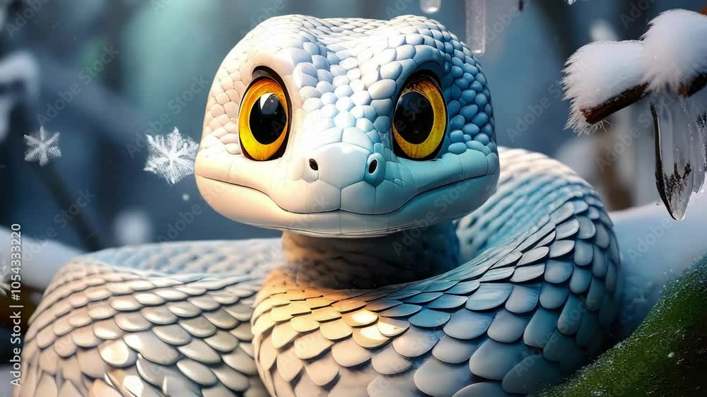 The snake is the symbol of year 2025. A cute little snake with big eyes ...
