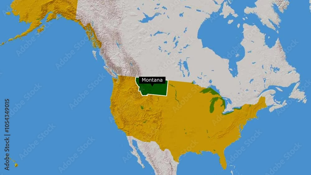 The State Of Montana.Political map of United States.Montana map. Stock ...