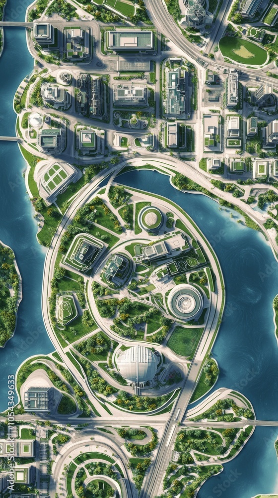 Futuristic City Masterplan with Functional Zones for Urban Planning and ...