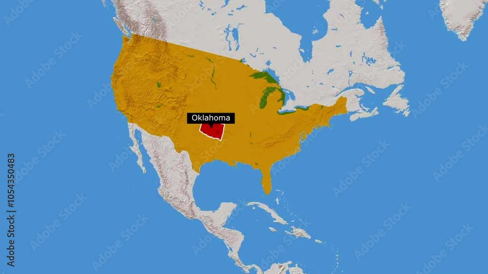 The State Of Oklahoma.Political map of United States.Oklahoma map ...