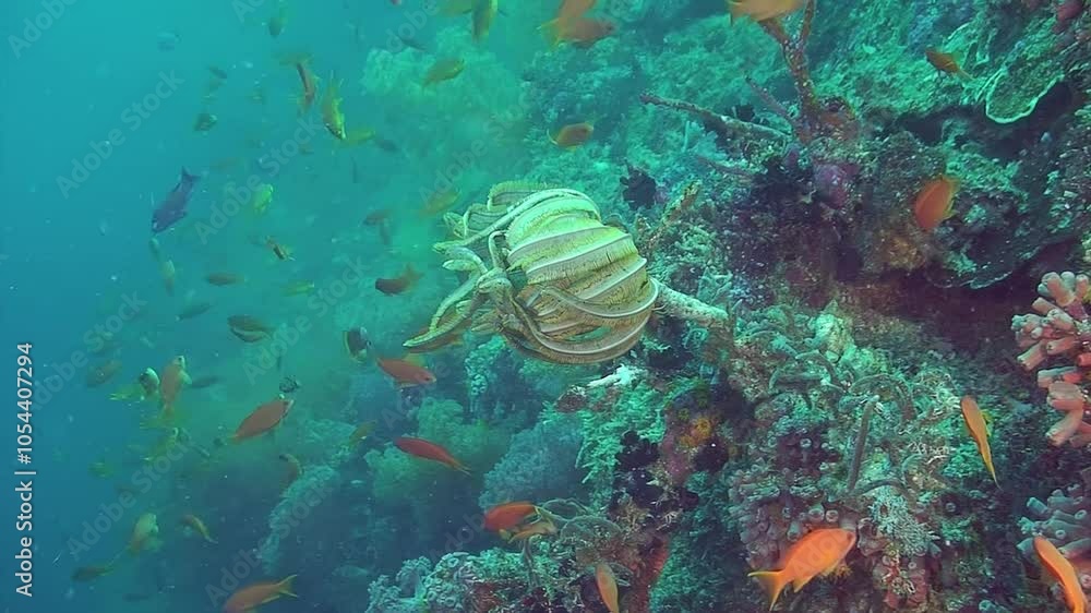 Discover the captivating Crinoidea, or sea lilies, gracefully moving ...