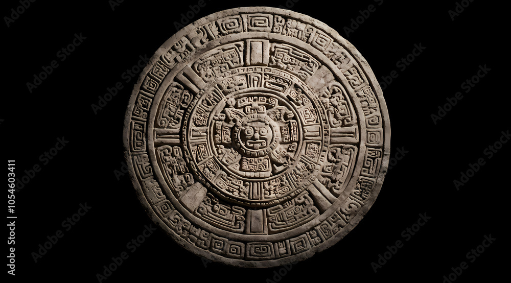Circular Mayan Calendar Carved in Stone with Intricate Glyphs: Unravel ...
