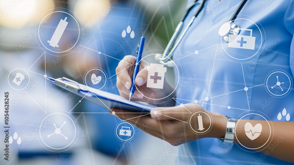Digital Health Management Concept: A healthcare professional uses a ...