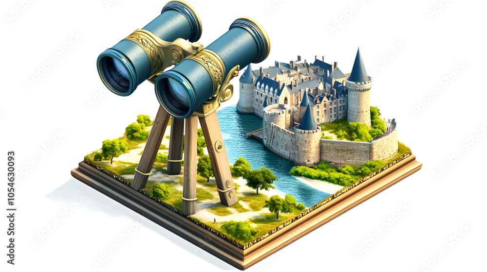 binocular public viewer and the castle of st malo in saint malo, llle ...