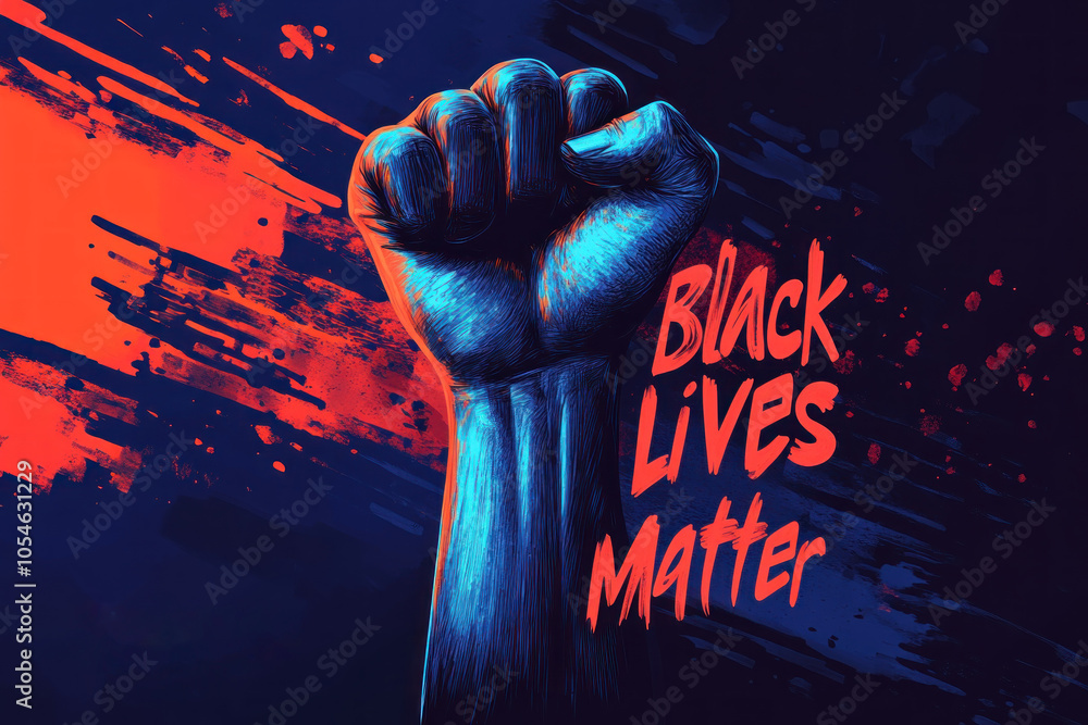 Protesters holding 'Black Lives Matter' signs at a rally. Symbolic ...