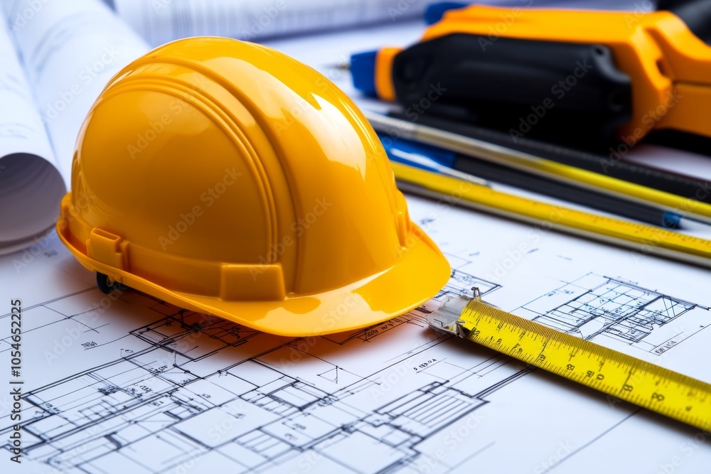 Architect using a scale ruler on a blueprint, with detailed lines and ...