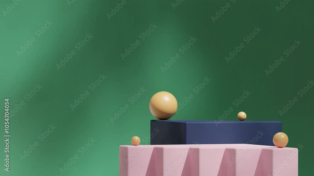seamless loop shadow animation with green wall and yellow ball, 3d ...