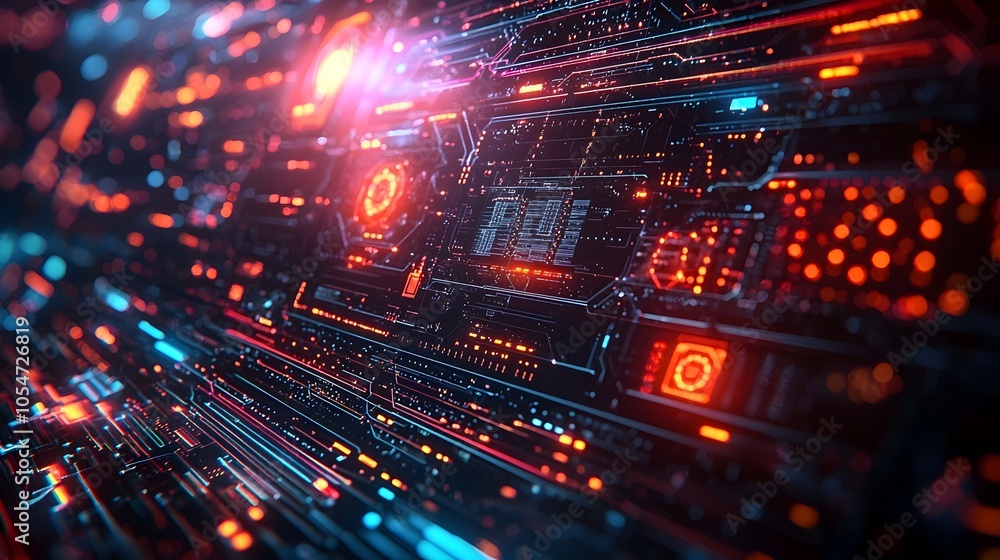 Cutting edge cybersecurity dashboard featuring a complex network of ...