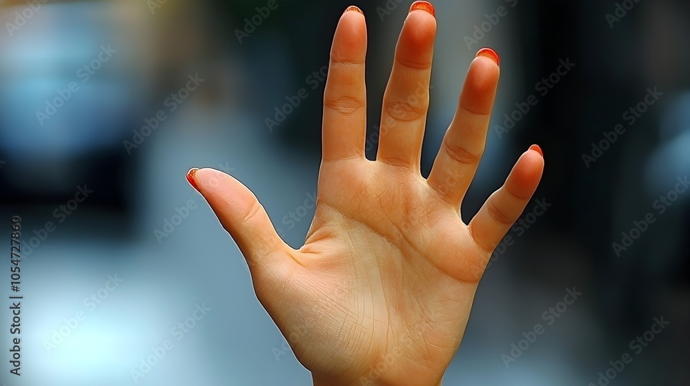 Symbolic hand gesture raised in a stop sign representing the fight ...