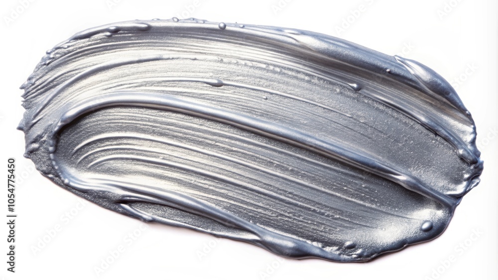 Liquid metallic silver acrylic paint stroke with a shiny Stock ...