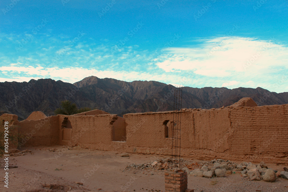 Exploring the ancient adobe ruins along the historical route. Stock ...