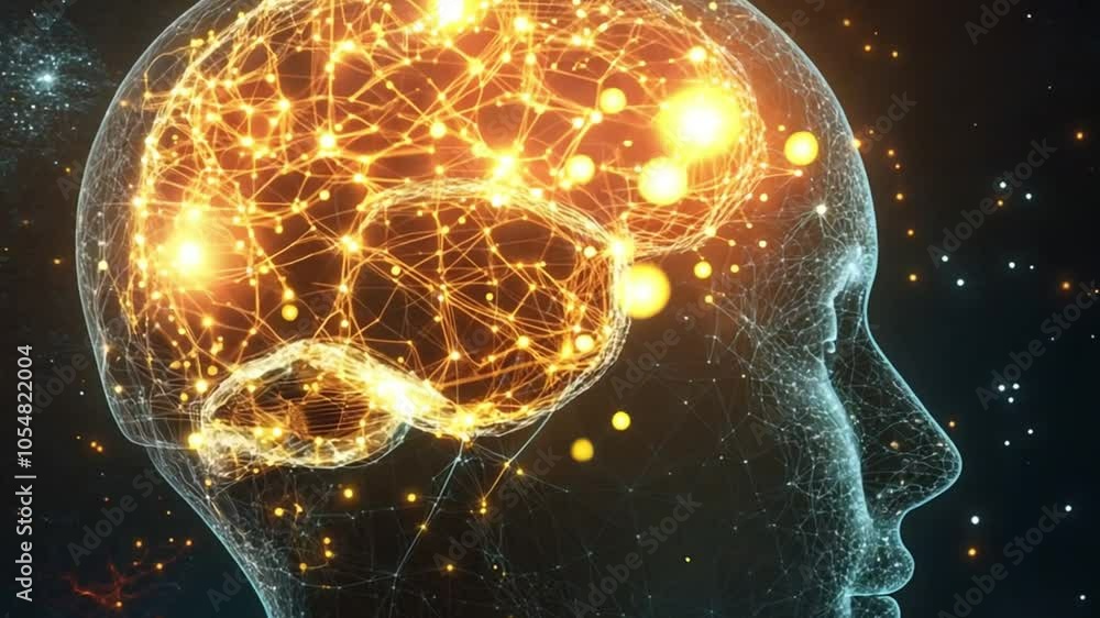 Abstract Human Profile with Neural and Vascular Networks, human head ...