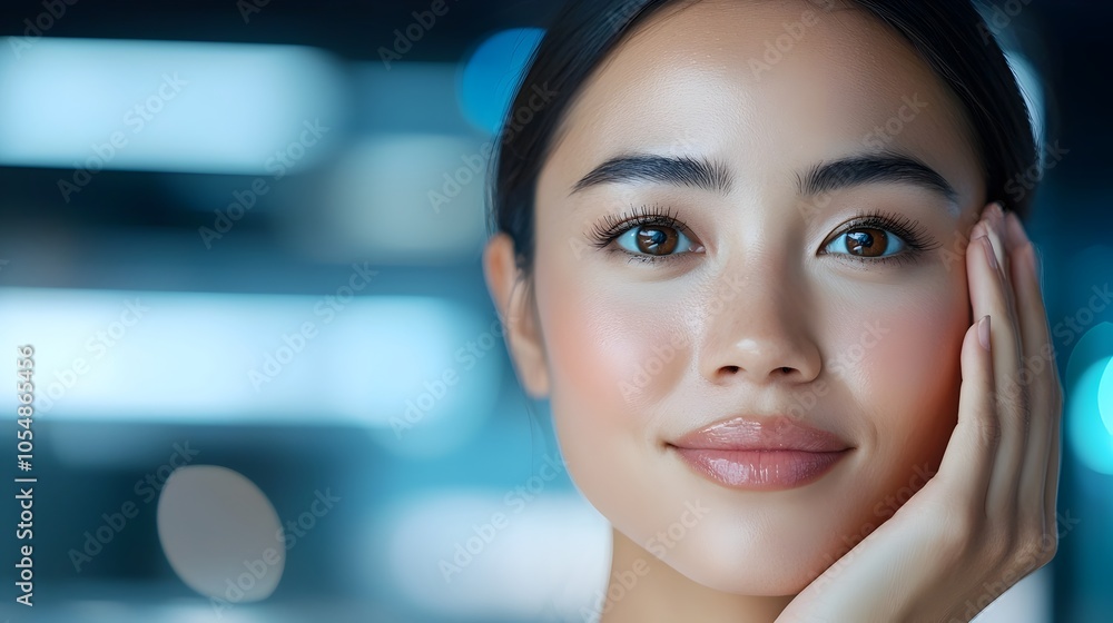 Captivating holographic beauty editor displaying an array of premium ...