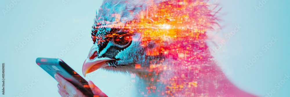 A creative blend of nature and technology, this image features bird ...