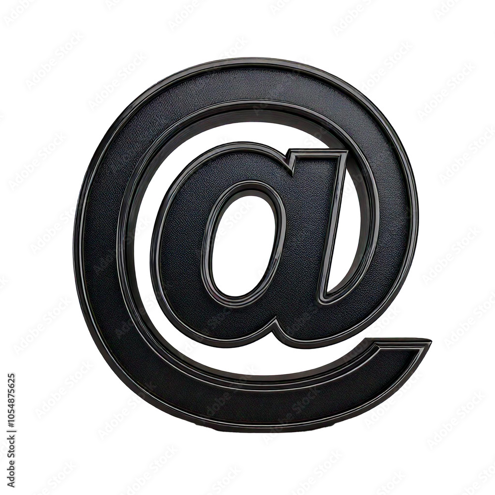 3D black at sign, "@" for email address, isolated on white transparent ...