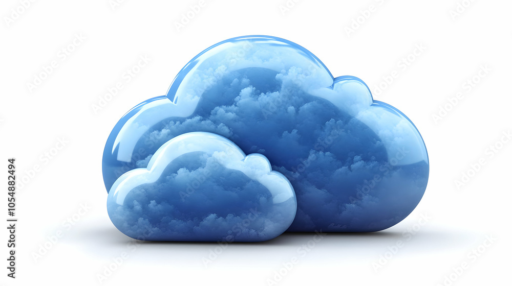 3D Cloud Email Icon on Plain Background, Glossy Static Shot Symbolizing ...