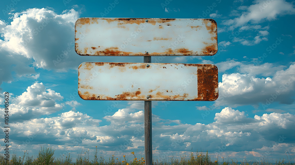 Three Blank White Road Signs Pointing in Different Directions ...
