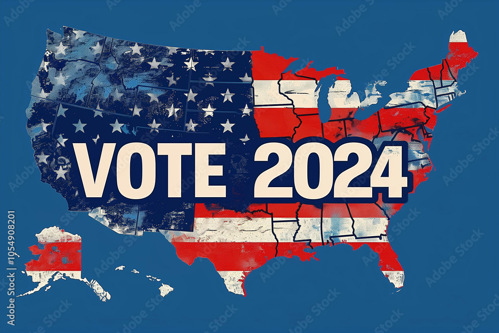 Graphic Design of United States Map with Red, White, and Blue Pattern ...