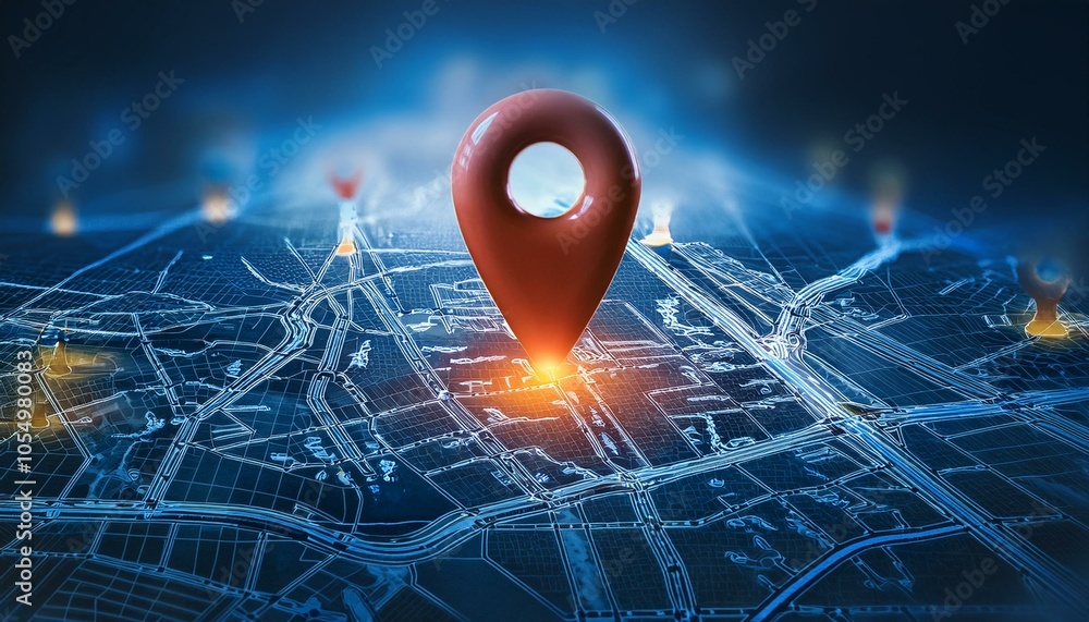 sign, gps map with pin, Find your way. Location marking with a pin on a ...