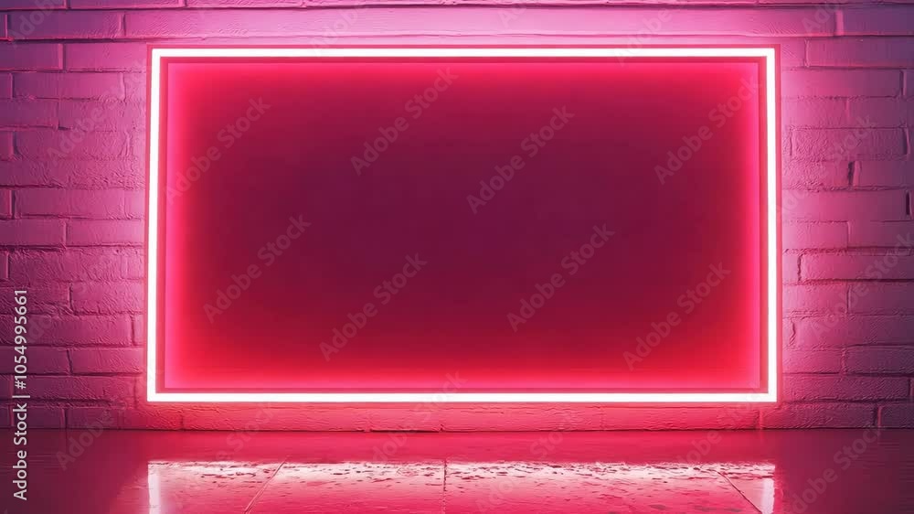A minimalist neon pink and red line glowing against a dark background ...