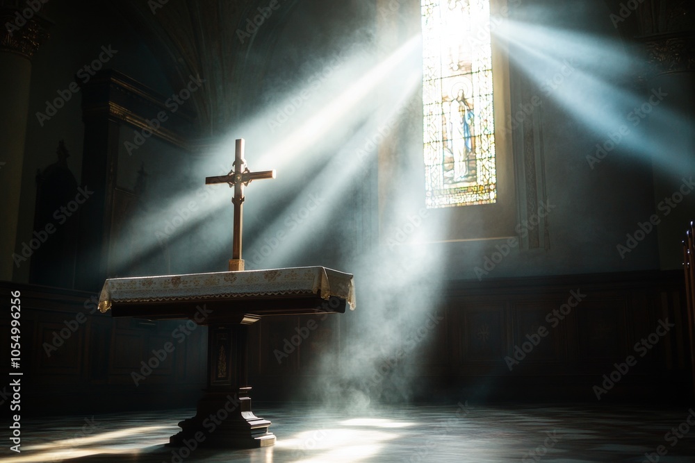 Illuminated church with cross a profound representation of christian ...