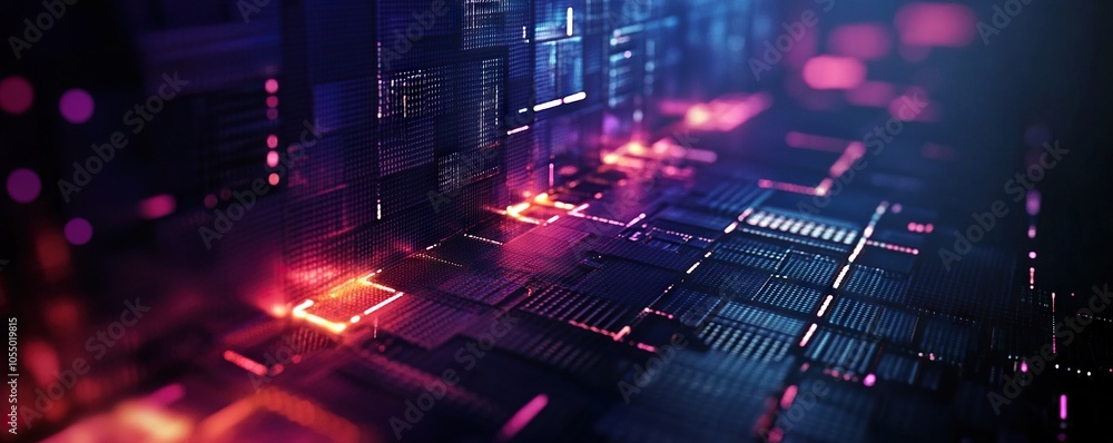 Digital background perfect for tech processes, neural networks, artificial intelligence, data ...