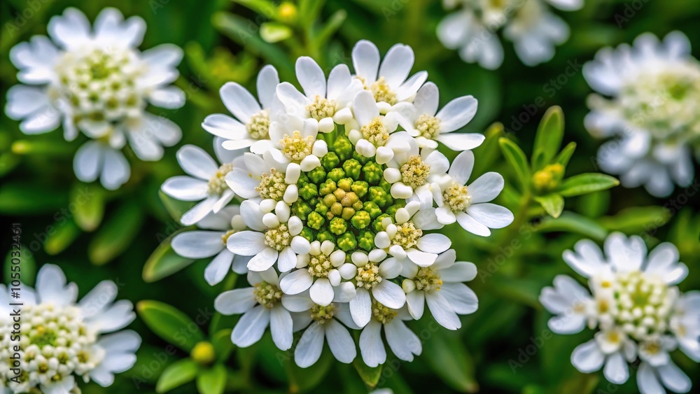 White flower of Iberis sempervirens the evergreen candytuft perennial ...