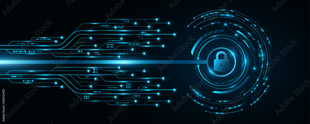 Tech background for unlocking UI system. Lock scan with digital HUD ...