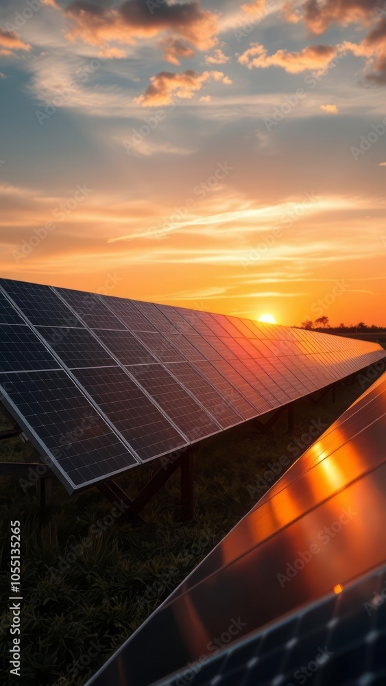 Solar panels in a field at sunset 1 solar panel Ultra realistic ...