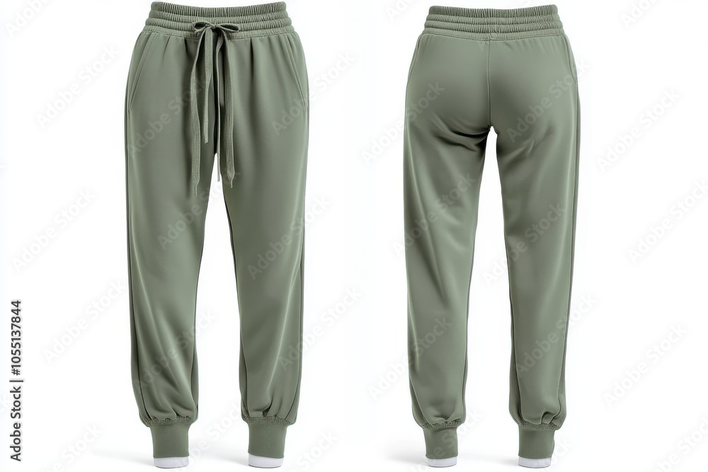 Front and back view of green yoga pants on white background Stock Photo ...