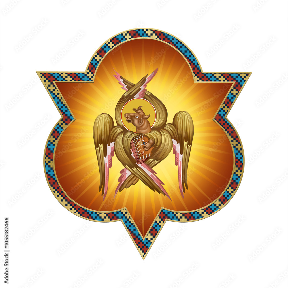 Luke the Evangelist physician symbol. Religious decorative dome in Holy ...