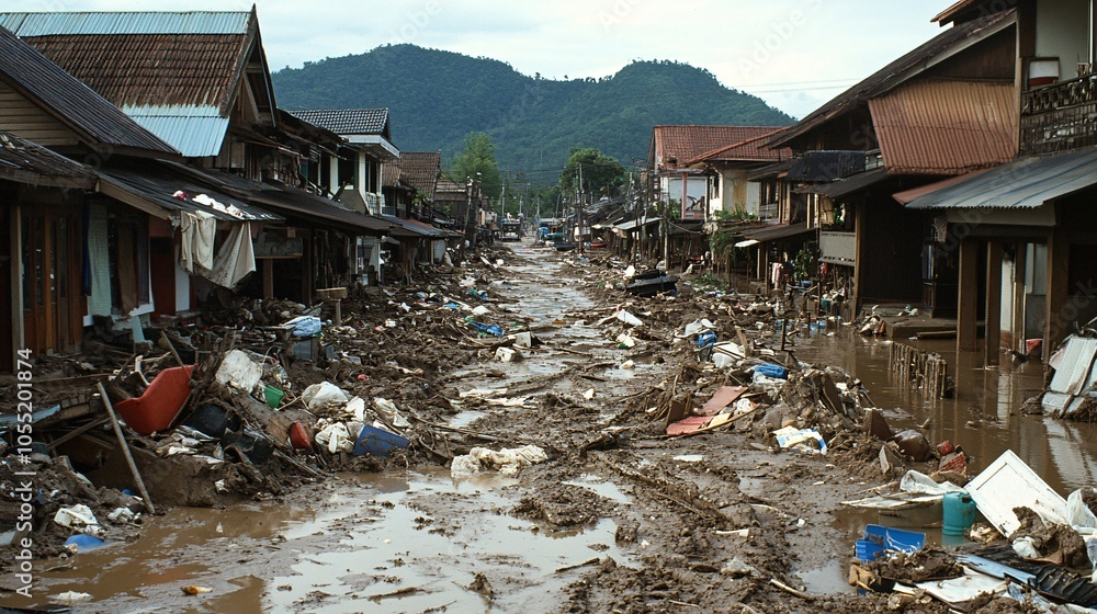 ภาพประกอบสต็อก 2410 96.A wide-angle view of the destruction after a ...