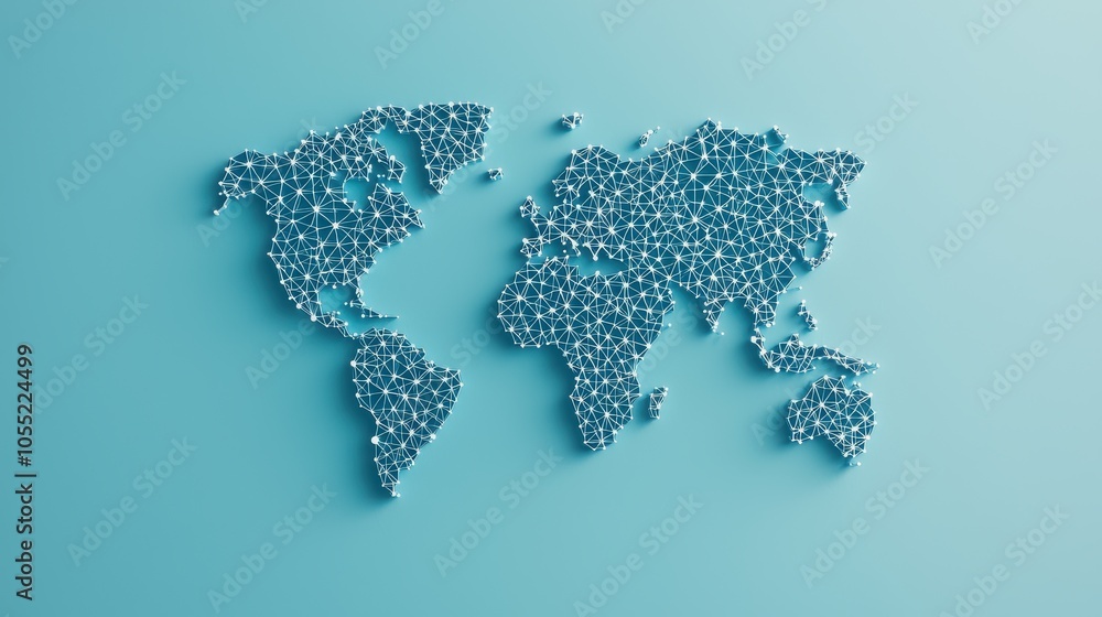 Global Network Map with Cloud-Based Connections Stock Photo | Adobe Stock