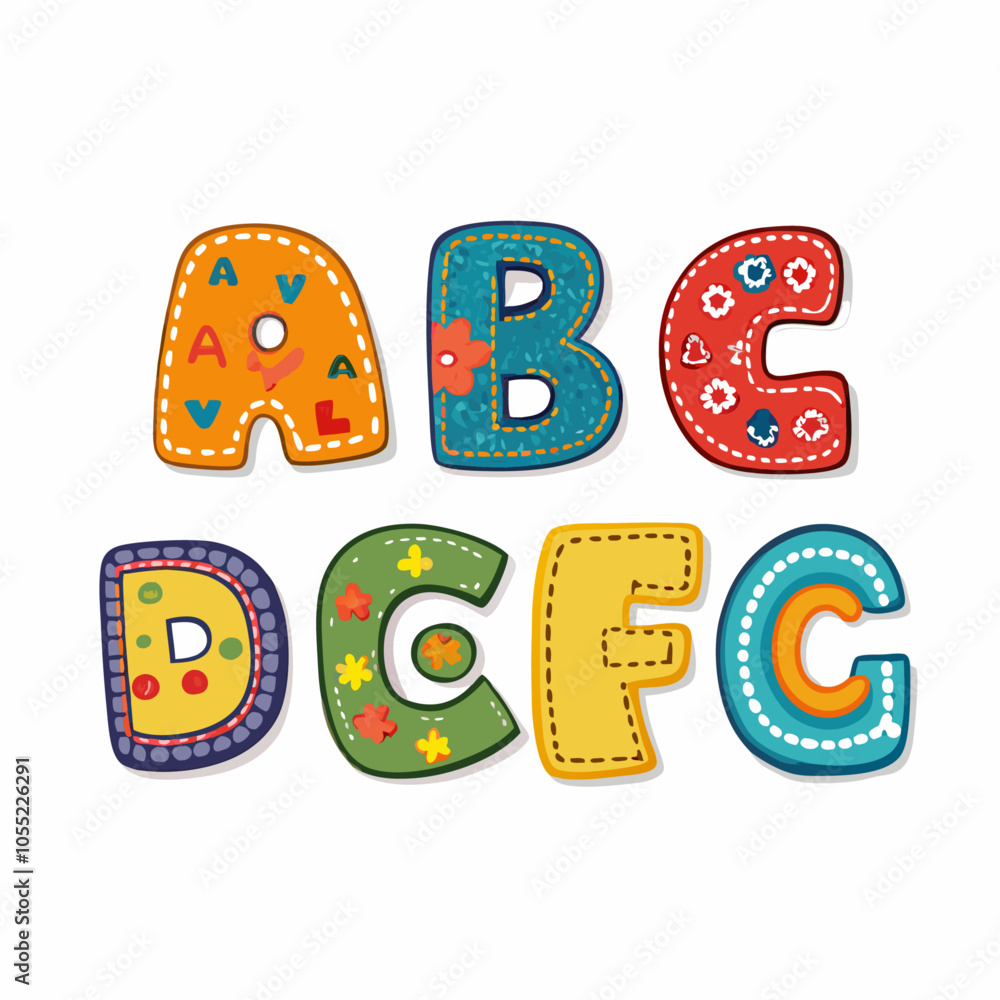 Beautiful print on bold font alphabets for kids part 1 vector ...