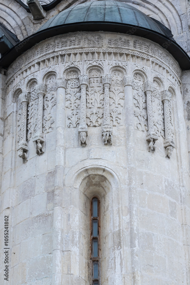 Arcature-columnar belt of the south apse of St. Demetrievsky Cathedral ...