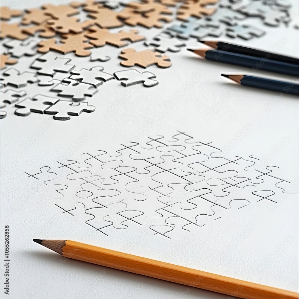 A pastel drawing of a puzzle coming together into a clear image ...