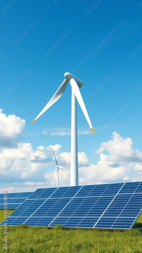 Wind generator of electricity from three blades and solar panels of a ...