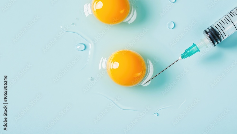 Close-up of in vitro fertilization process showing egg and needle for ...