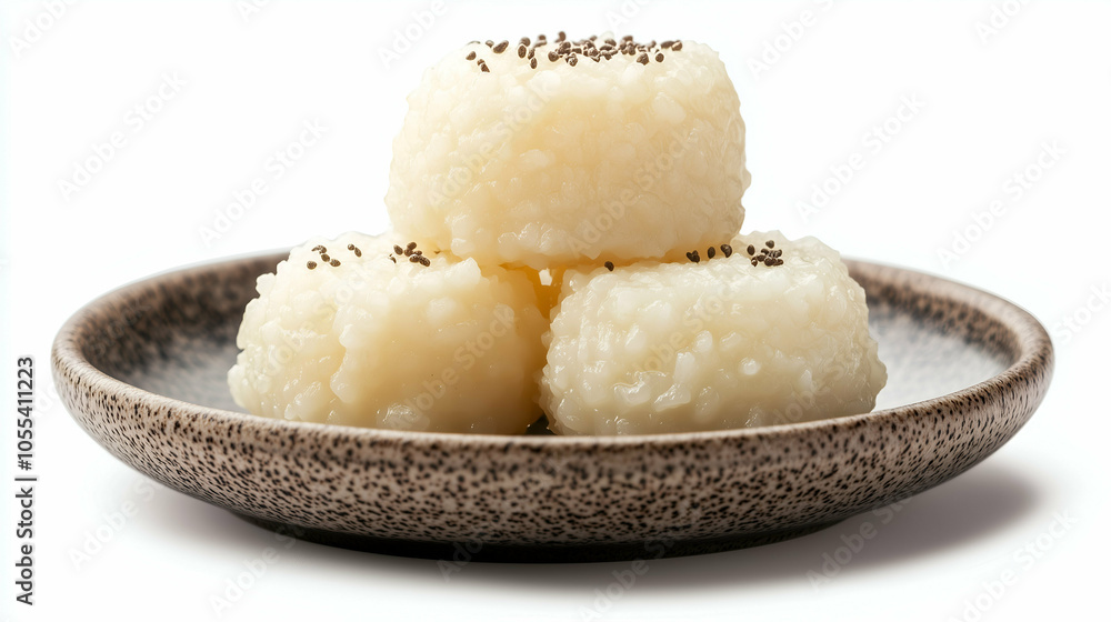 Steamed Glutinous Rice Cakes with Black Sesame Seeds - Soft, steamed ...