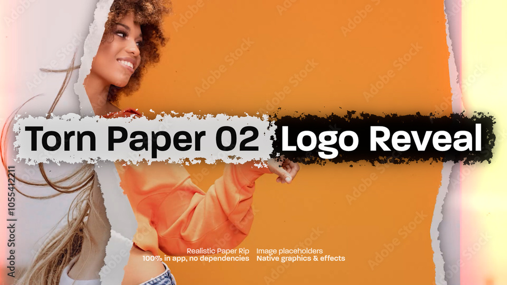 Torn Paper Image Logo Reveal 02, Organic Paper Rip Effect Intro Opener ...